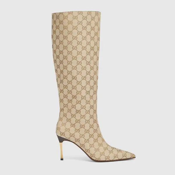 Gucci Gg Canvas Knee High Boots