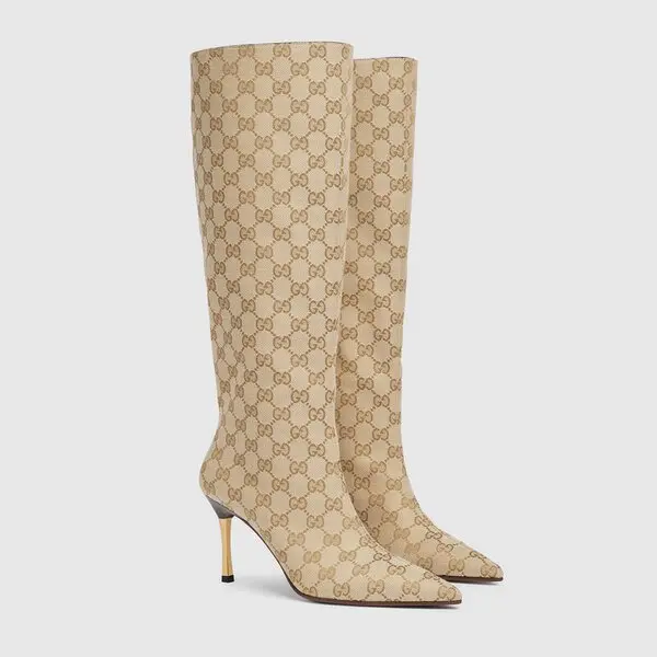 Gucci Gg Canvas Knee High Boots