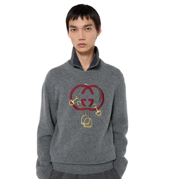 Gucci Knit Wool Sweater With Embroidery