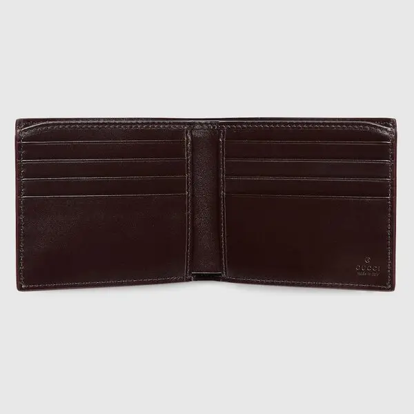 Gucci Bordeaux Interior Gg Bi-fold Wallet Gg Canvas - Black