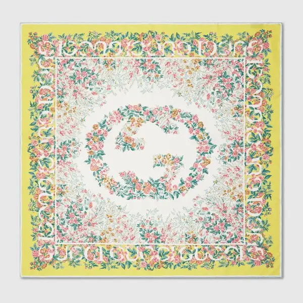 Gucci Printed Silk Twill Carré Silk - Green