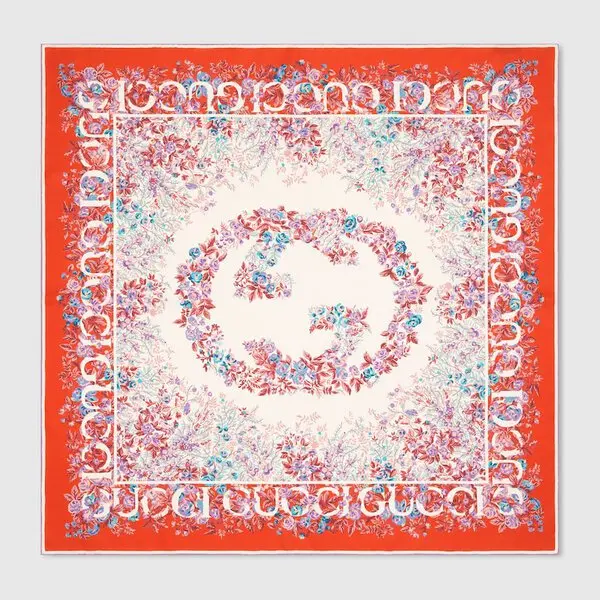 Gucci Printed Silk Twill Carr - Orange