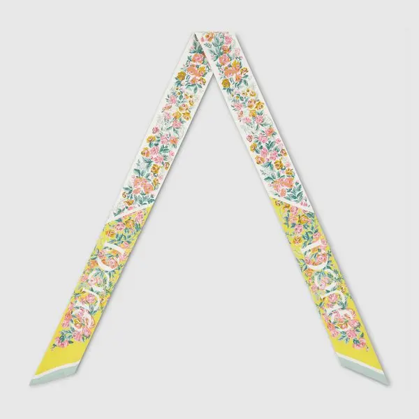 Gucci Printed Silk Twill Ribbon Silk - Green