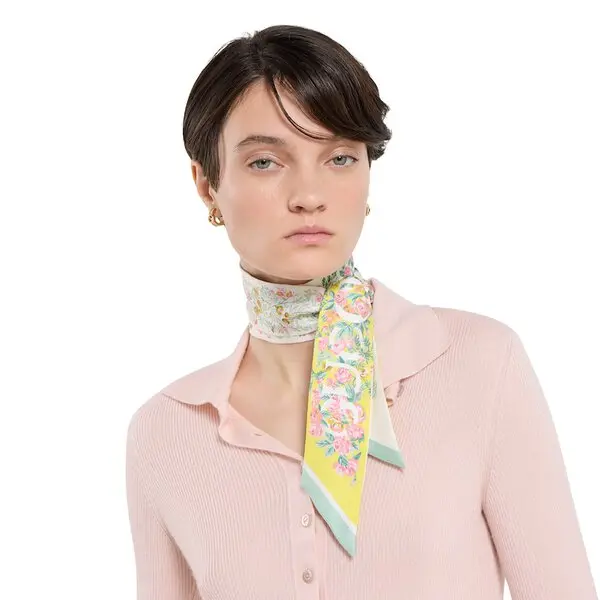 Gucci Printed Silk Twill Ribbon Silk - Green