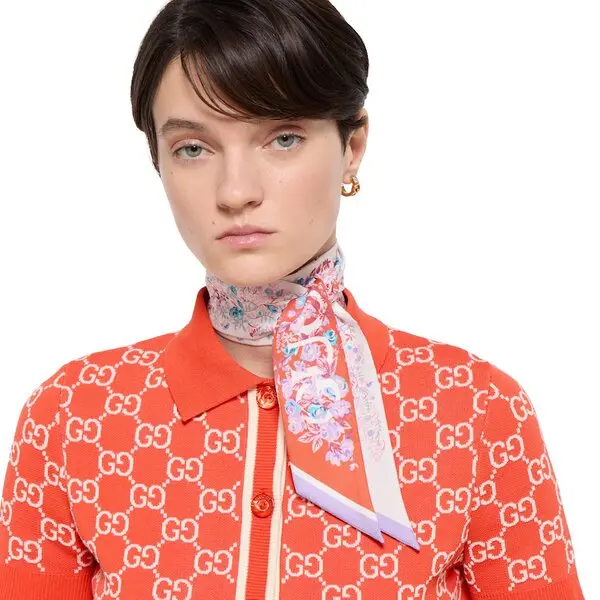 Gucci Printed Silk Twill Ribbon Silk