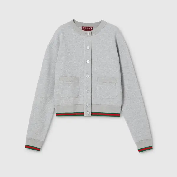 Gucci Cotton Jersey Cardigan With Web