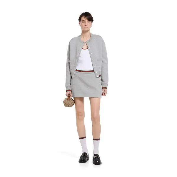 Gucci Cotton Jersey Cardigan With Web