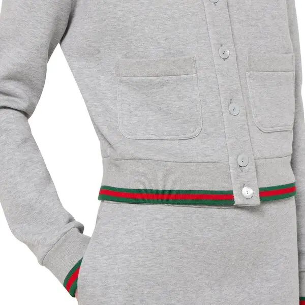 Gucci Cotton Jersey Cardigan With Web