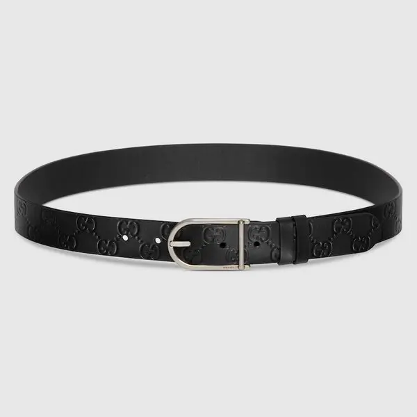 Gucci Reversible Belt With Rounded Buckle - Black