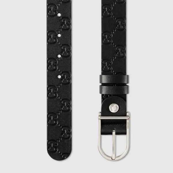 Gucci Reversible Belt With Rounded Buckle - Black