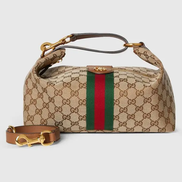 Gucci Vanity Medium Top Handle Bag Gg Canvas - Beige