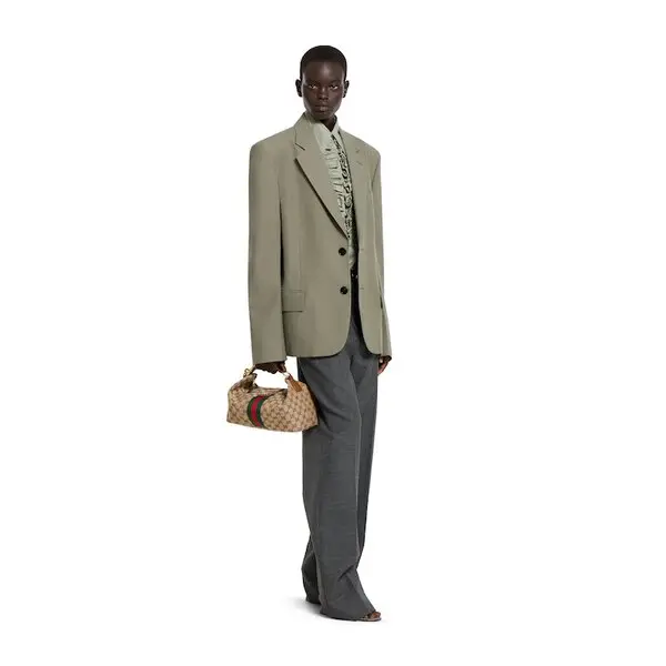 Gucci Vanity Medium Top Handle Bag Gg Canvas - Beige