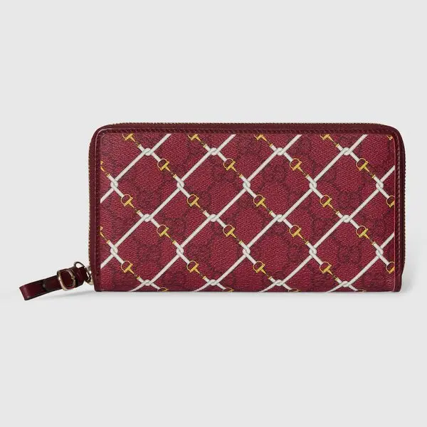 Gucci Printed Gg Zip Around Wallet Gg Canvas - Bordeaux