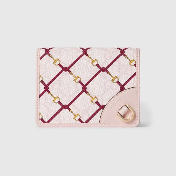 Gucci Printed Gg Card Case Gg Canvas - Pink