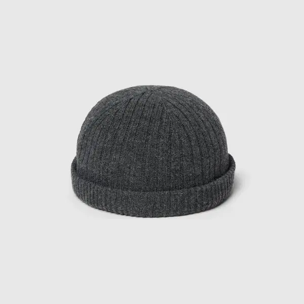 Gucci Rib Knit Wool Hat - Grey