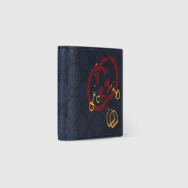 Gucci Gg Bi-fold Wallet With Print Gg Canvas - Blue