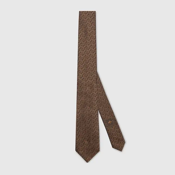 Gucci Silk Jacquard Neck Tie - Brown