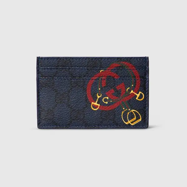 Gucci Gg Card Case With Print - Blue