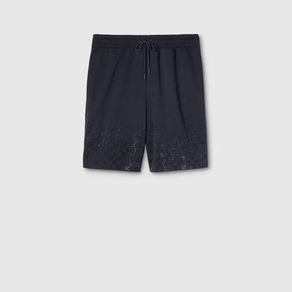 Gucci Technical Jersey Shorts With Gg Crystals