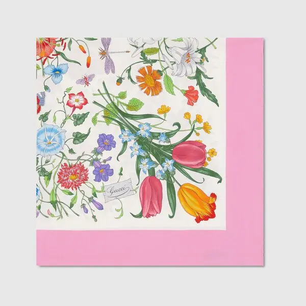Gucci Printed Silk Twill Carr - White