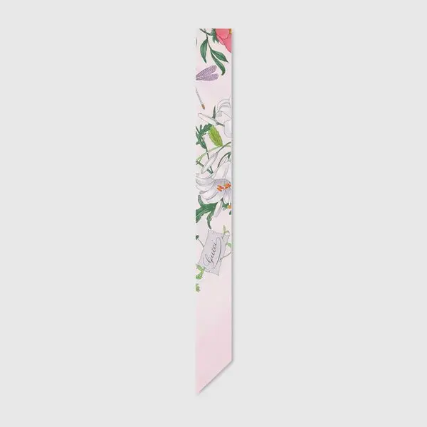 Gucci Printed Silk Twill Ribbon Silk - Pink