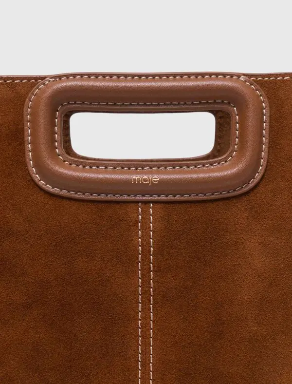 Maje Suede Bag With Fringe Detail - Brown