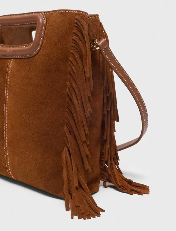 Maje Suede Bag With Fringe Detail - Brown