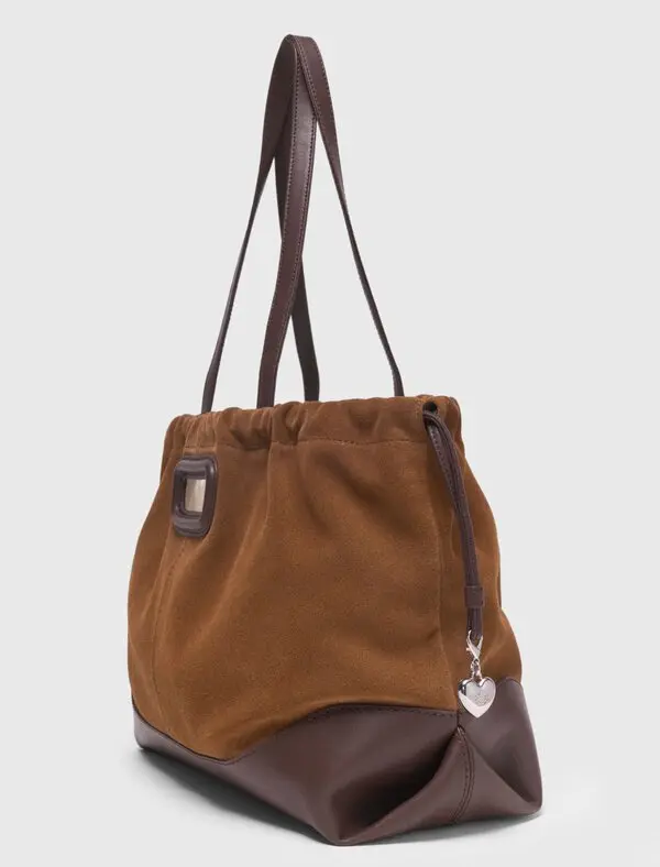Maje Leather And Suede Tote Bag - Camel/brown