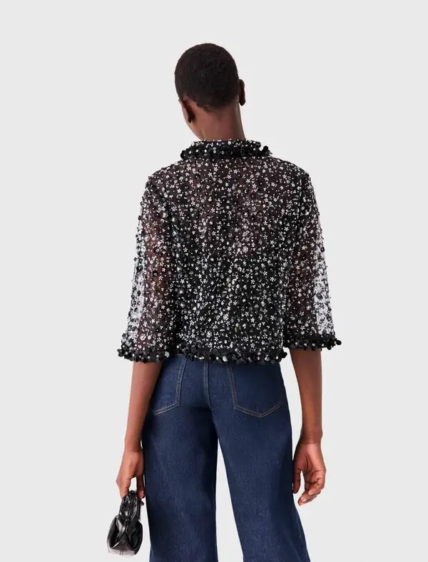 Maje Embellished Sequin Top