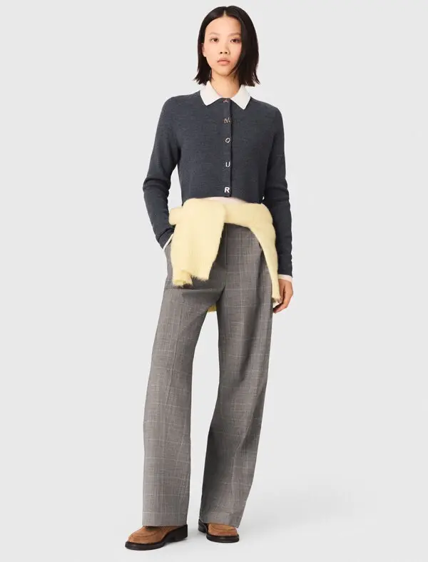 Maje Amour Rib Knit Cardigan - Grey