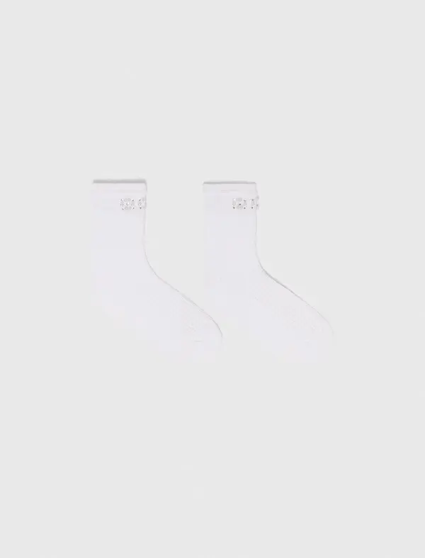 Maje Pointelle Cotton Socks - White