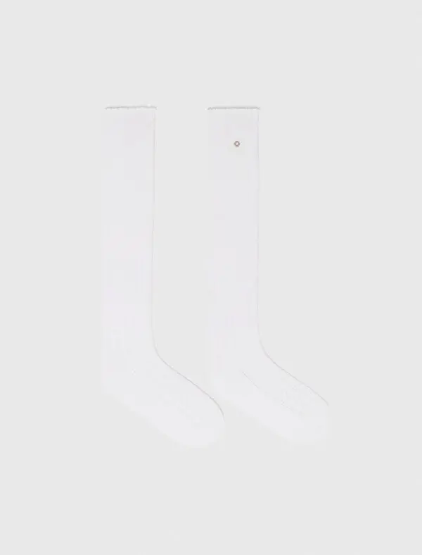 Maje Cotton Pointelle Knee-high Socks - White