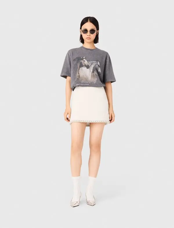 Maje Cotton Horse-print T-shirt