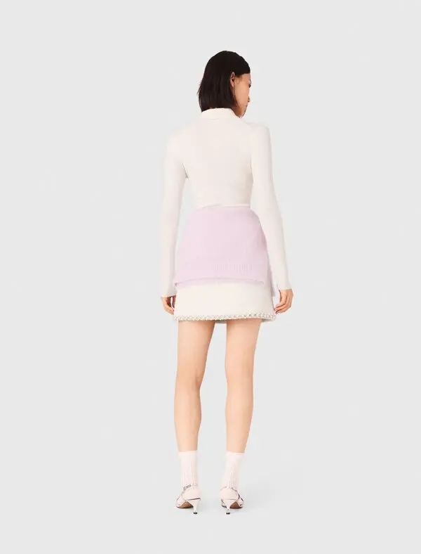 Maje Ribbed Knit Polo Sweater With Silk Blend - Ecru
