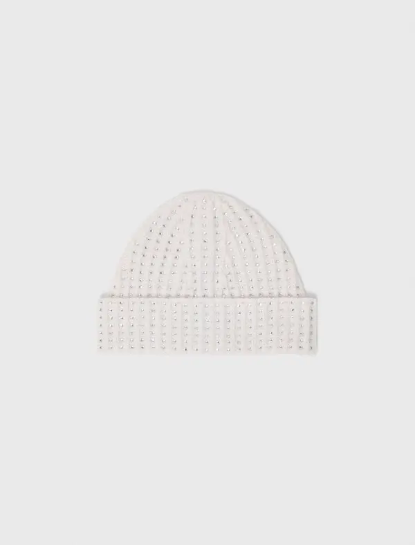 Maje Wool Rhinestone Beanie - Ecru