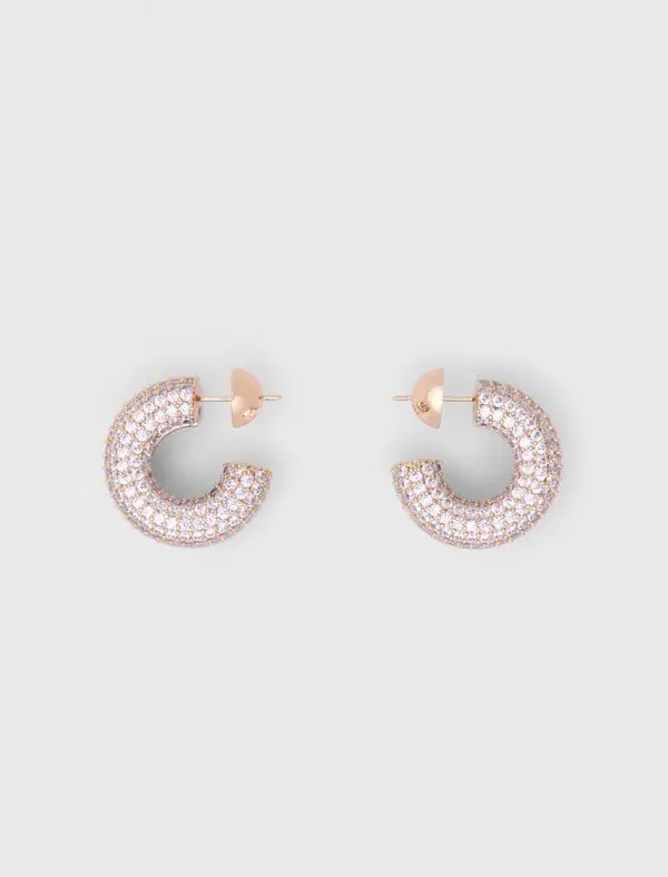 Maje Rhinestone Half-hoop Earrings - Gold Silver