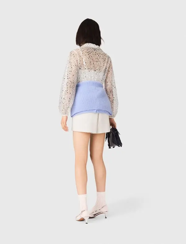 Maje Sequin Embellished Tweed Playsuit - Ecru