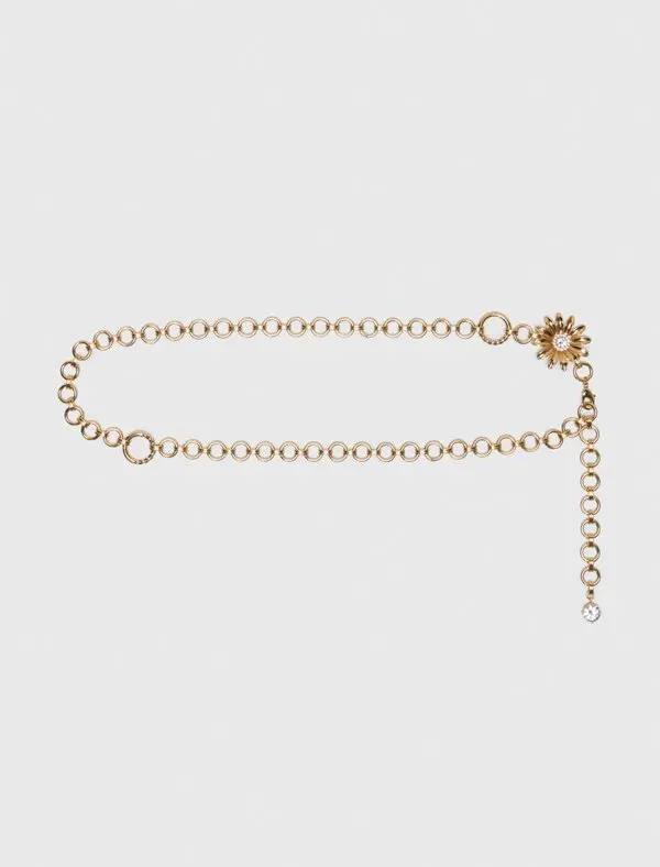 Maje Chain Belt With Flower Detail - Gold