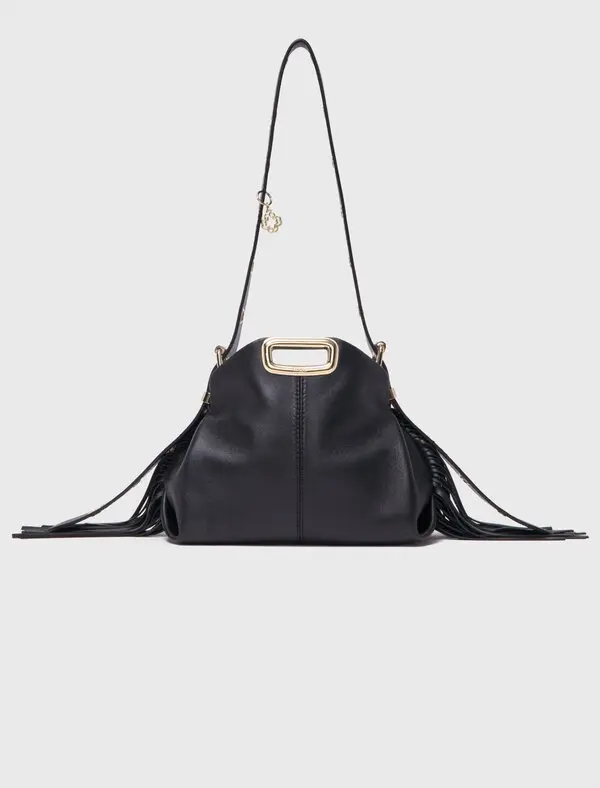 Maje Leather Miss M Mini Bag With Gold-tone Handle - Black