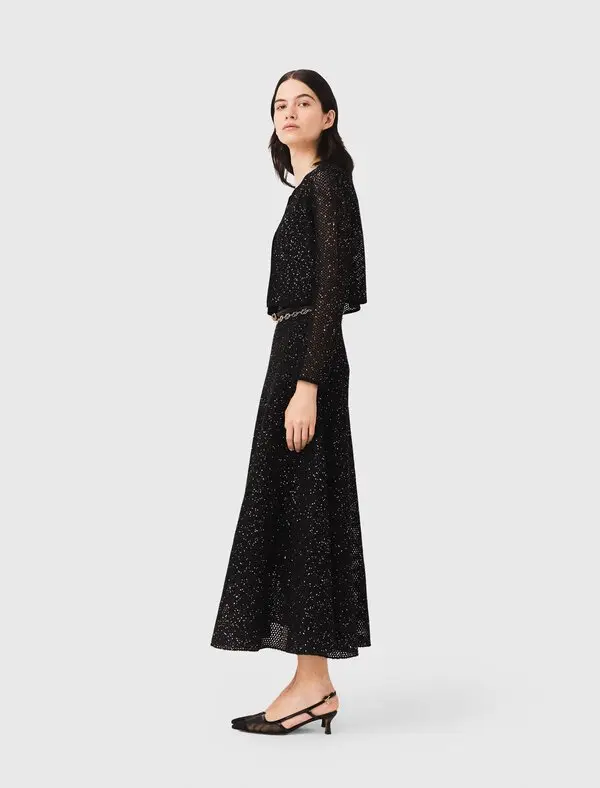 Maje Rhinestone Knit Cardigan - Black