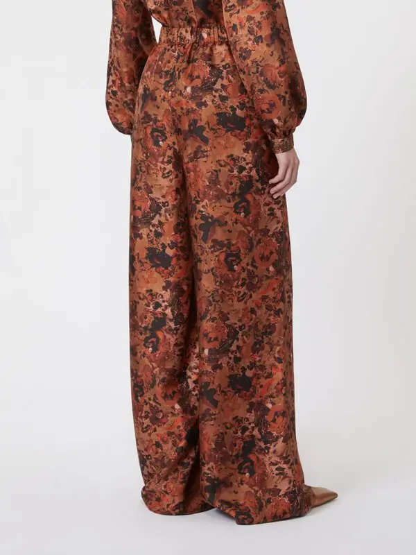 Max Mara Printed Wide-fit Silk Trousers
