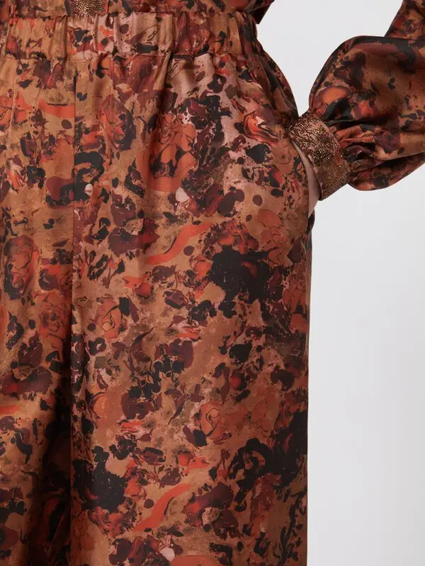 Max Mara Printed Wide-fit Silk Trousers