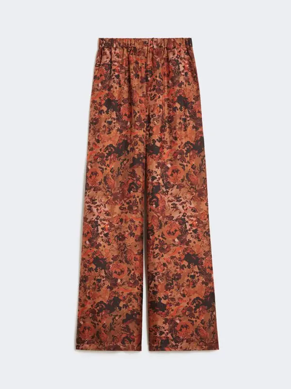 Max Mara Printed Wide-fit Silk Trousers