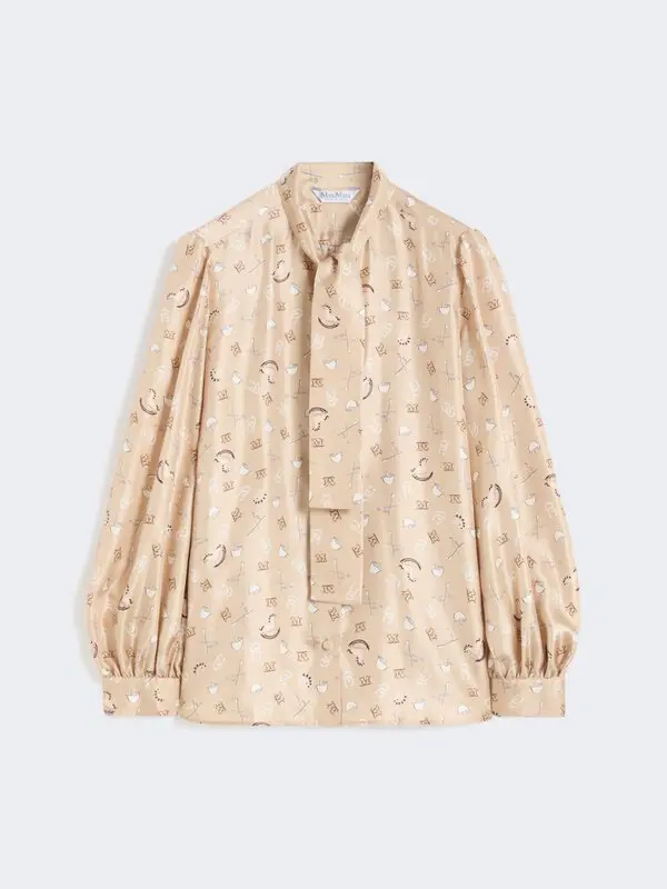 Max Mara Printed Silk Pussy-bow Shirt