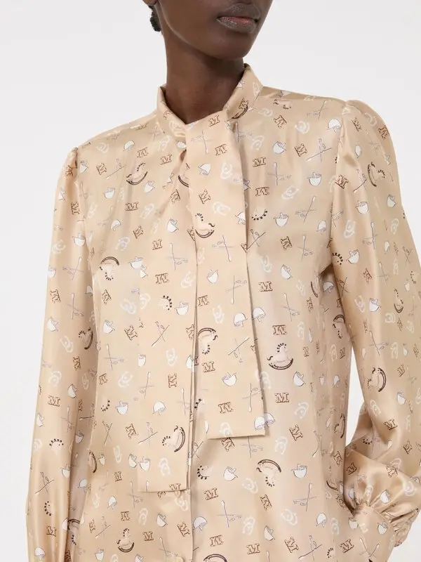 Max Mara Printed Silk Pussy-bow Shirt