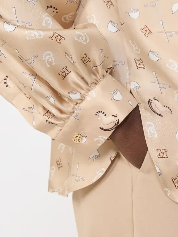 Max Mara Printed Silk Pussy-bow Shirt