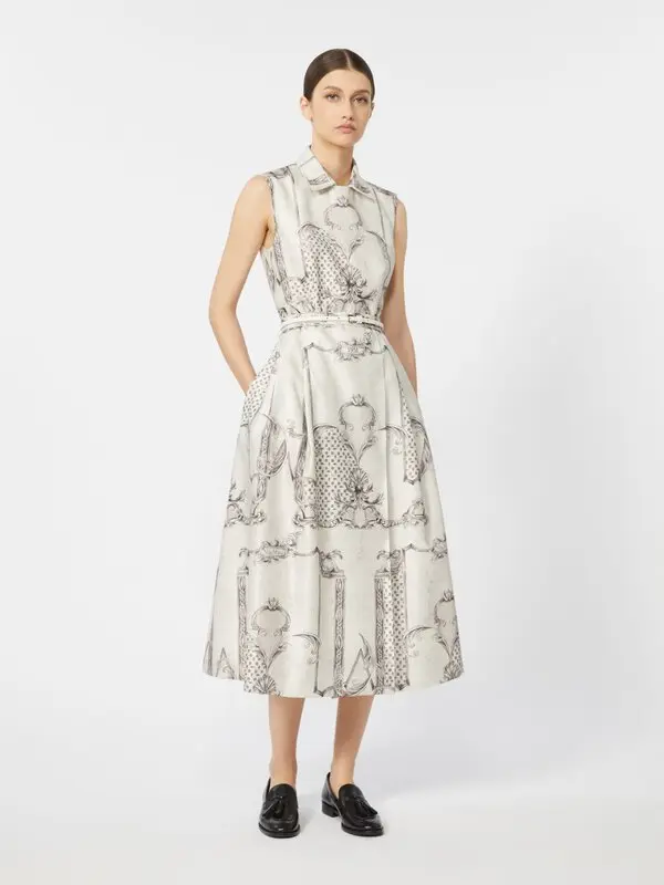 Max Mara Printed Mikado Shirt Dress - Ivory