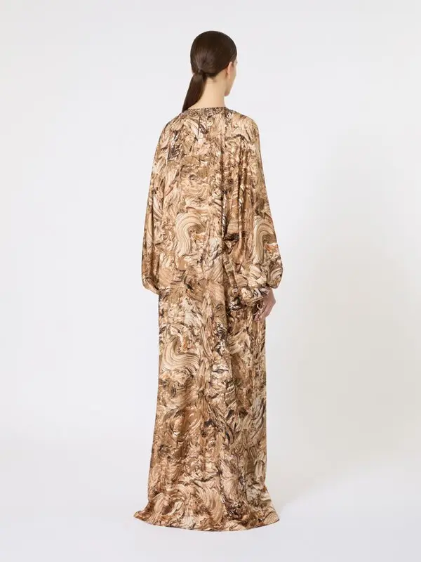 Max Mara Printed Silk Maxi Dress - Gold