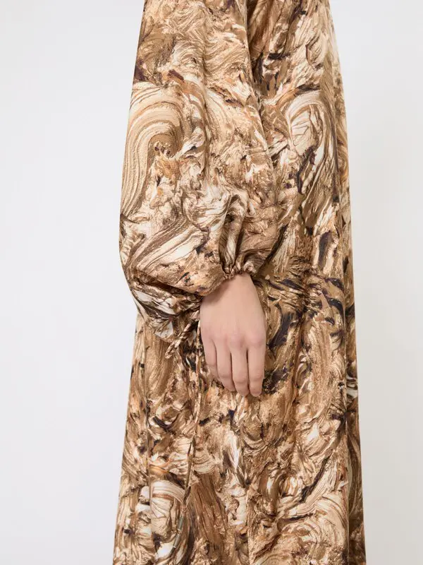Max Mara Printed Silk Maxi Dress - Gold