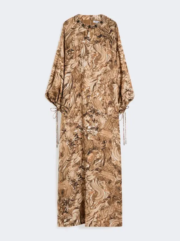 Max Mara Printed Silk Maxi Dress - Gold